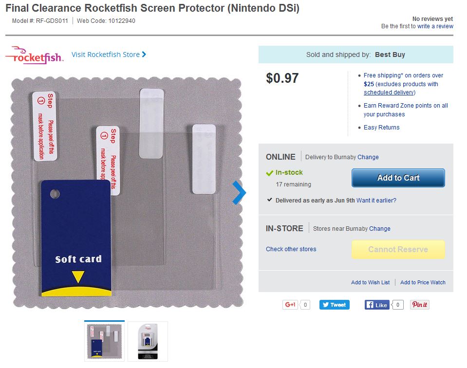 Rocketfish Screen Protector For The Nintendo DSi and Sony PSP