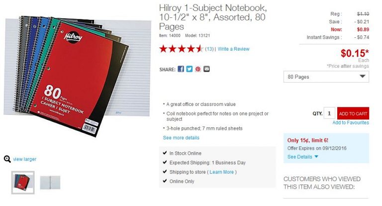 Hilroy 80 Page Subject Notebook